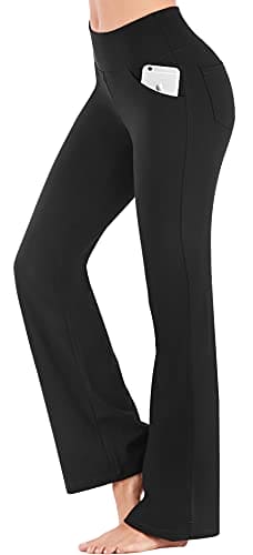 IUGA Bootcut Yoga Pants with Pockets for Women High Waist Workout Bootleg Pants Tummy Control 4 Pockets Work Pants for Women Black The Home Fitness Corp