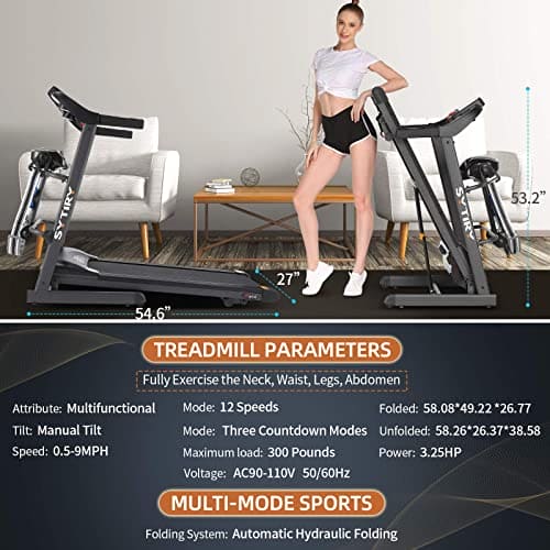 SYTIRY Treadmill with 10" Touchscreen and WiFi Connection, 3D Virtual ...